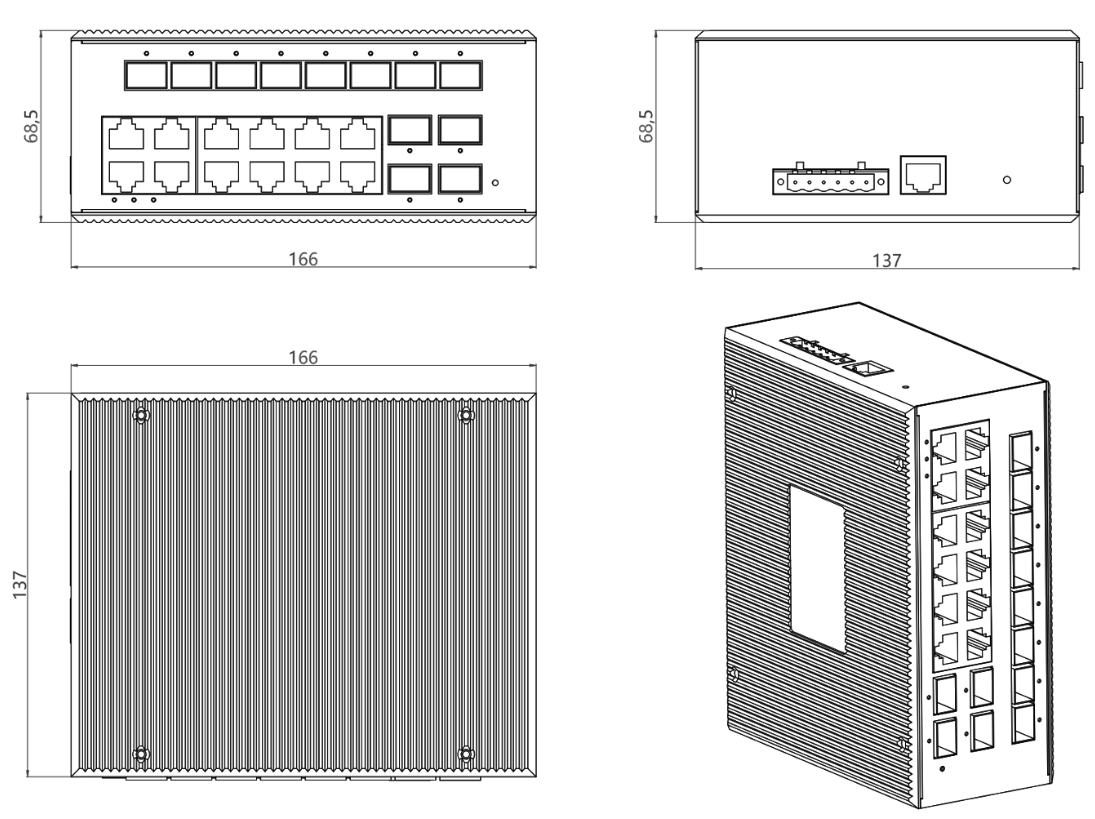 12-port 10/100/1000BASE-TX+12 SFP Managed Industrial PoE Switch